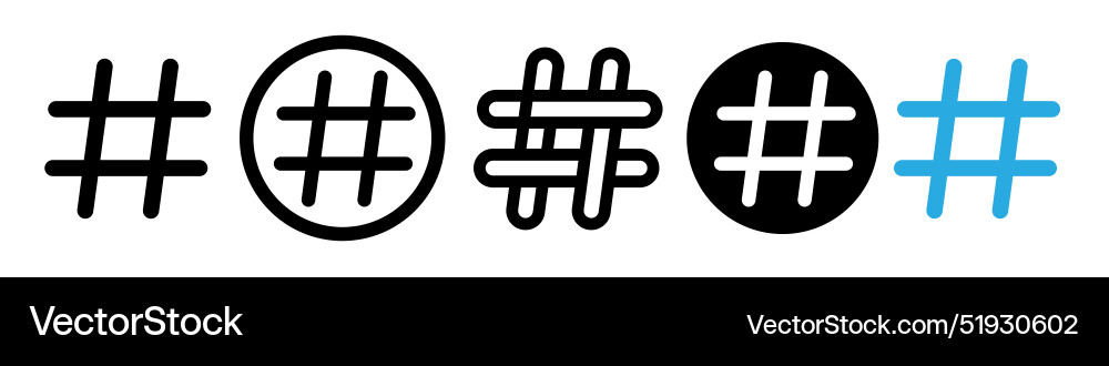 Hashtag icon logo set Royalty Free Vector Image