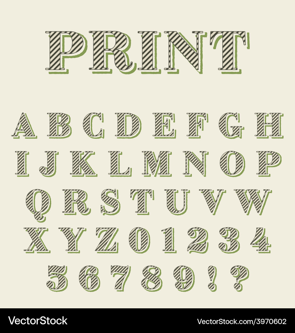 Retro Alphabet Print Set Royalty Free Vector Image