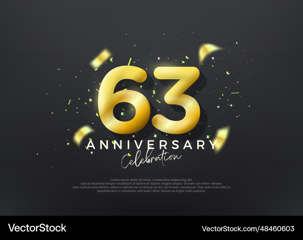 63rd anniversary numbers gold luxury background Vector Image