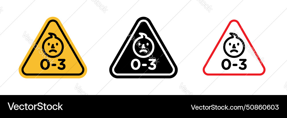 Age warning sign icon set caution Royalty Free Vector Image