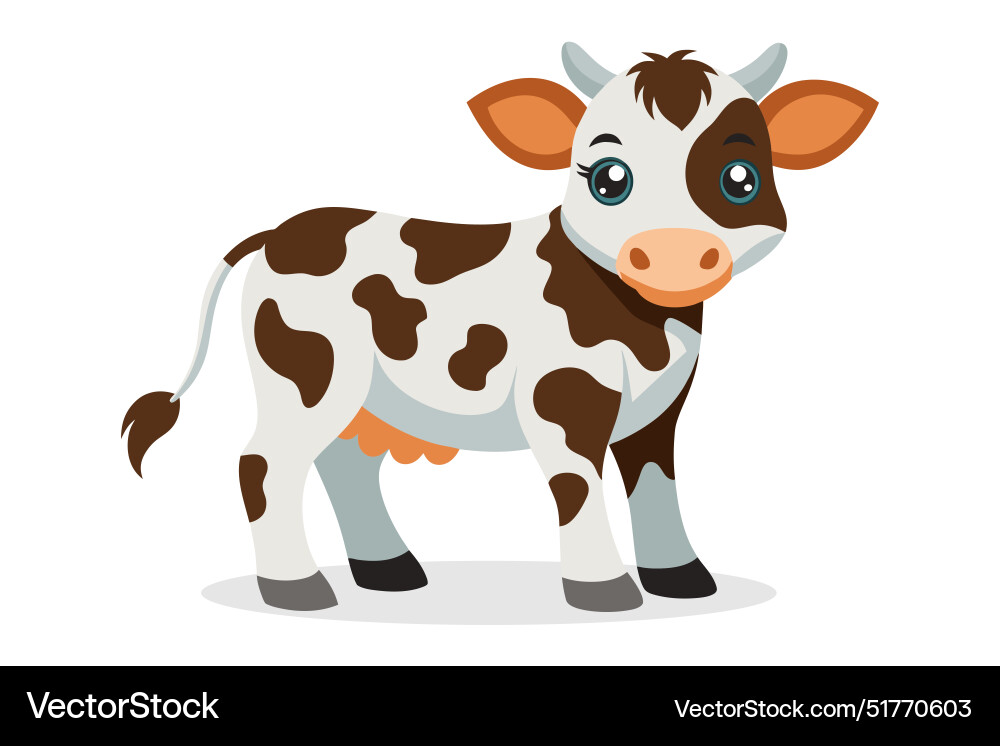 Baby cow flat animal pro style Royalty Free Vector Image