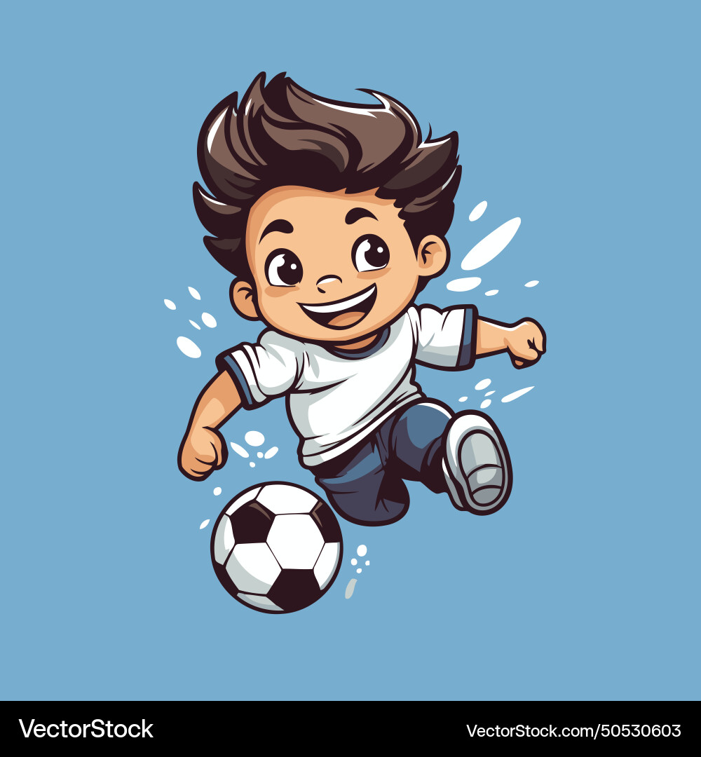 Cartoon soccer player running with ball isolated Vector Image