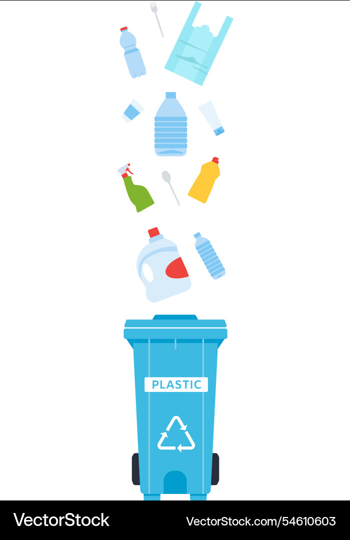 Different plastic items including bottles bags Vector Image