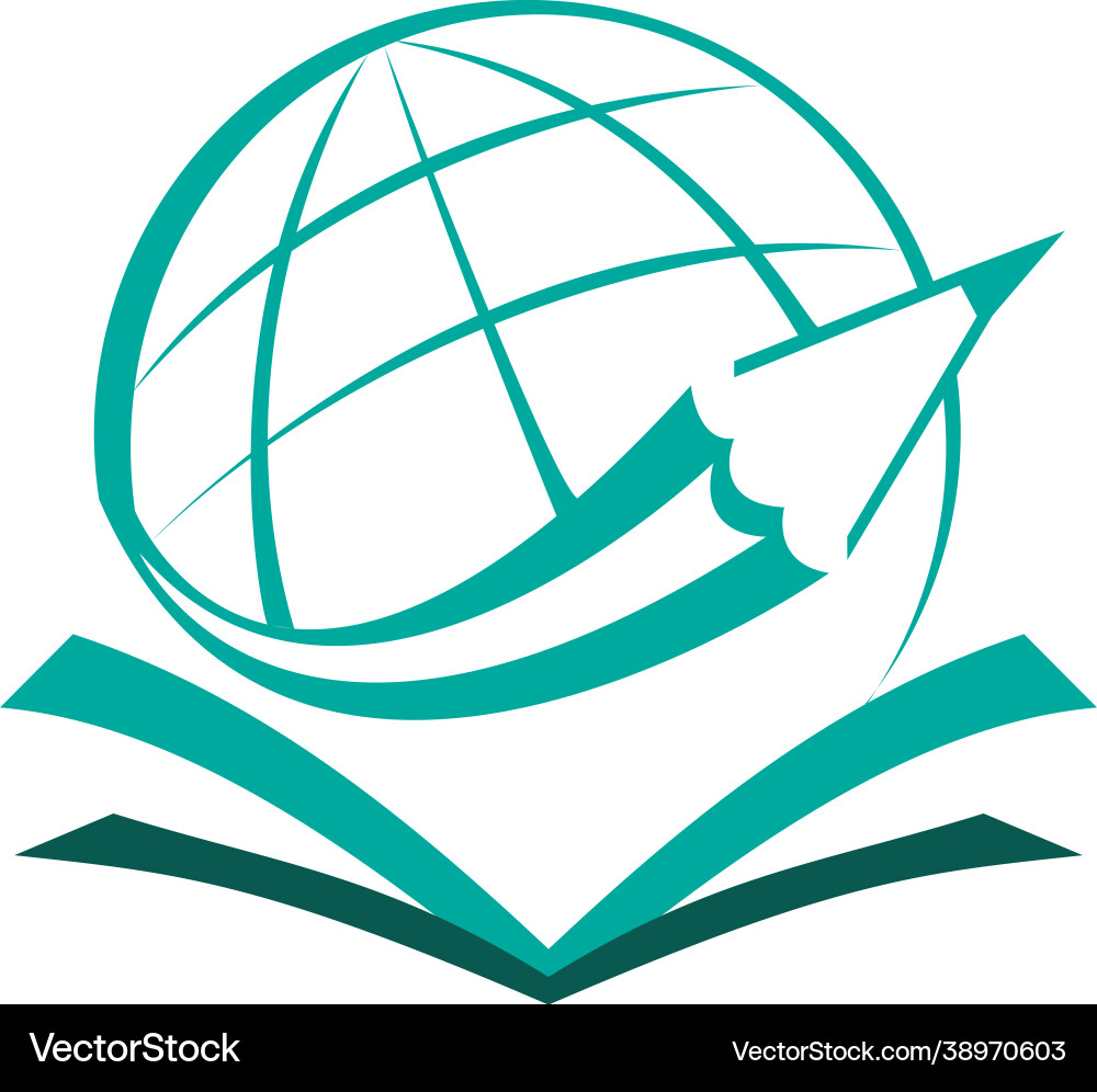 Education logo globe pencil and book Royalty Free Vector
