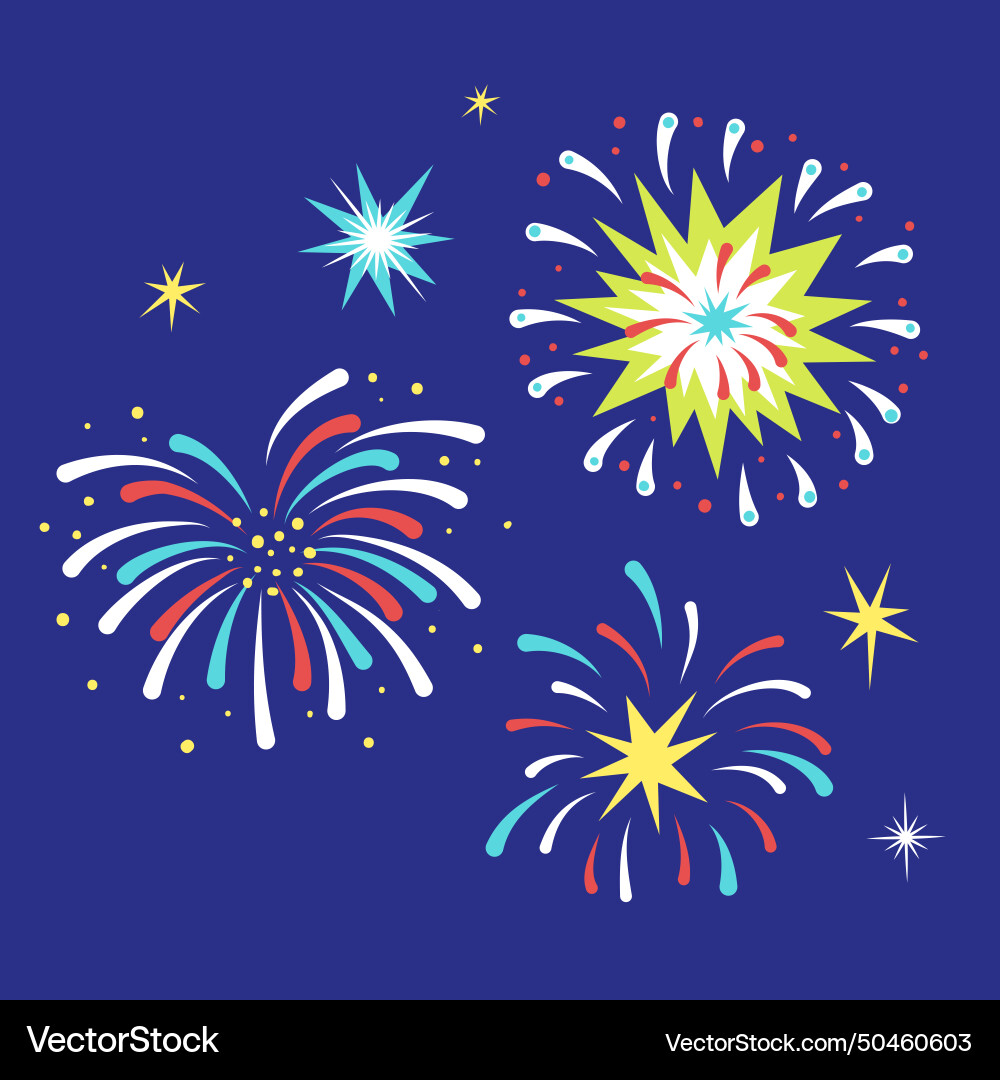Flat design fireworks element Royalty Free Vector Image