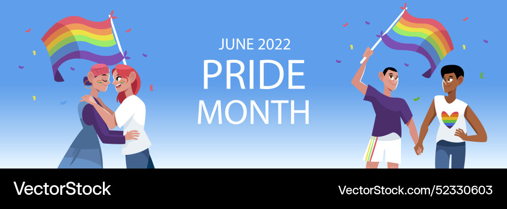 Flat pride month twitter header Royalty Free Vector Image