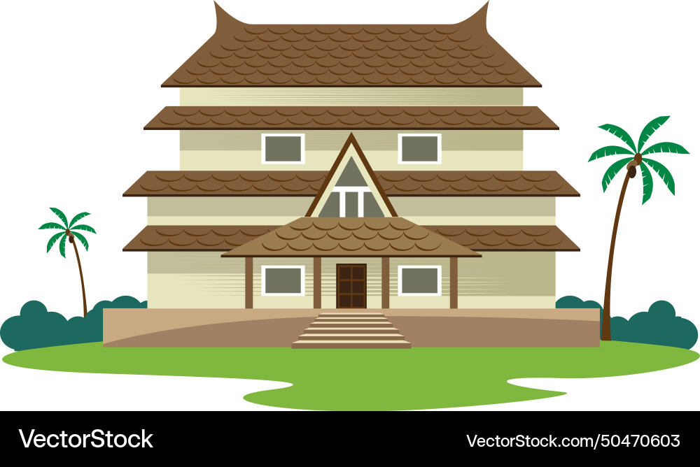 Indian kerala traditional house Royalty Free Vector Image