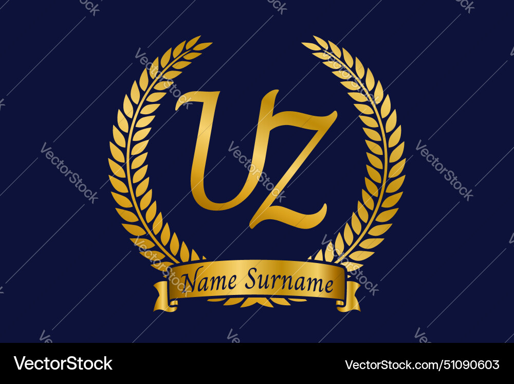 Initial letter u and z uz monogram logo design Vector Image