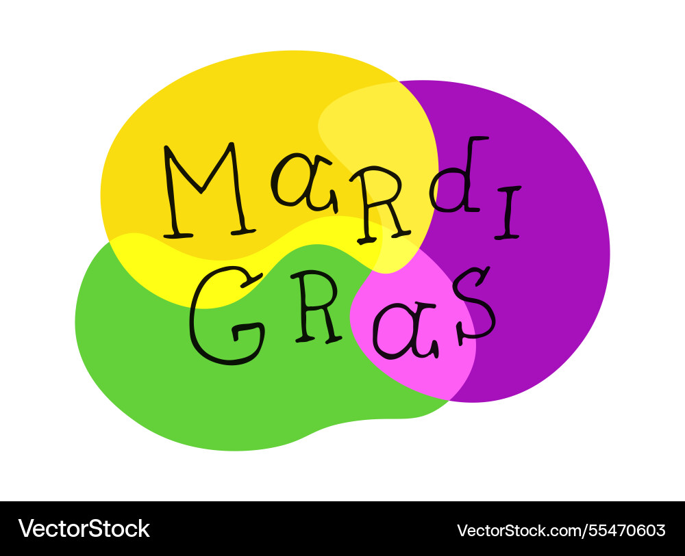 Mardi gras handwritten words isolated on white Vector Image
