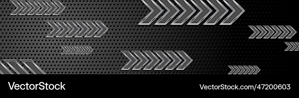 Metallic arrows on dark perforated background Vector Image
