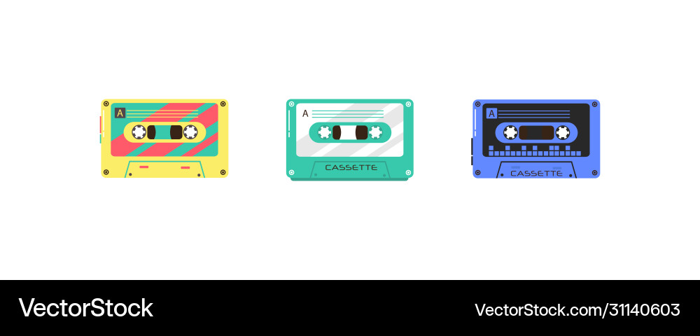 Music audio cassettes Royalty Free Vector Image
