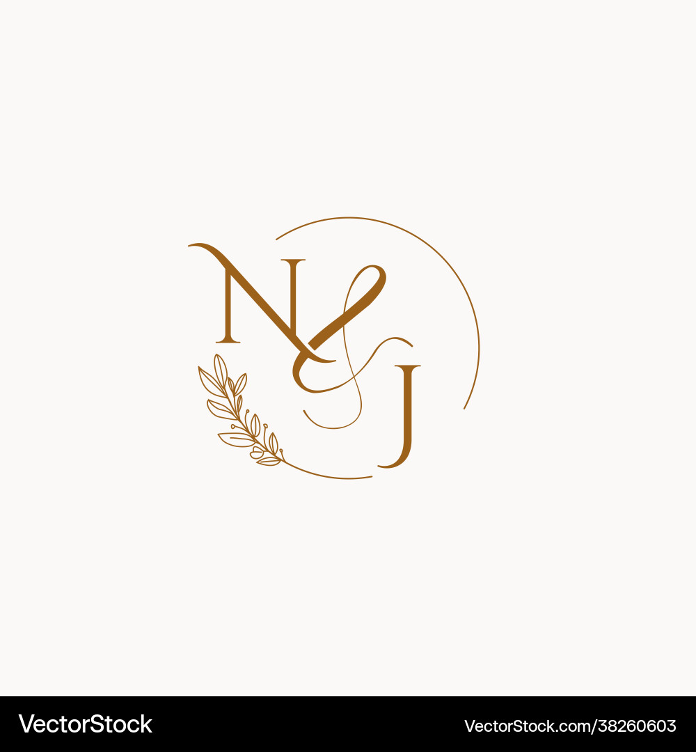Nj initial wedding monogram logo Royalty Free Vector Image