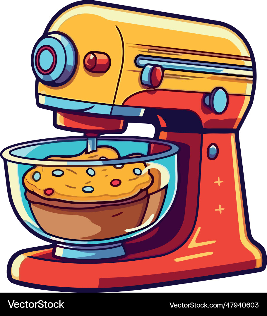 Orange kitchen mixer Royalty Free Vector Image