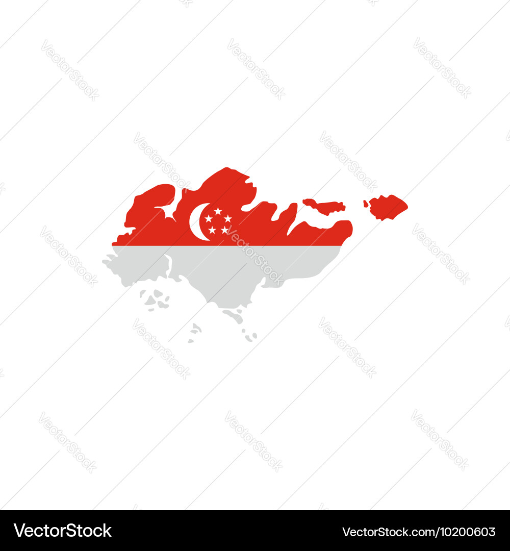 Singapore flag map icon flat style Royalty Free Vector Image