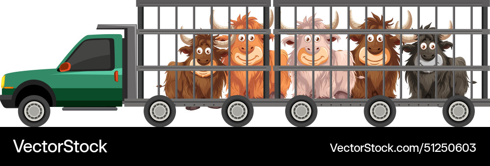 Various animals transported in a caged truck Vector Image