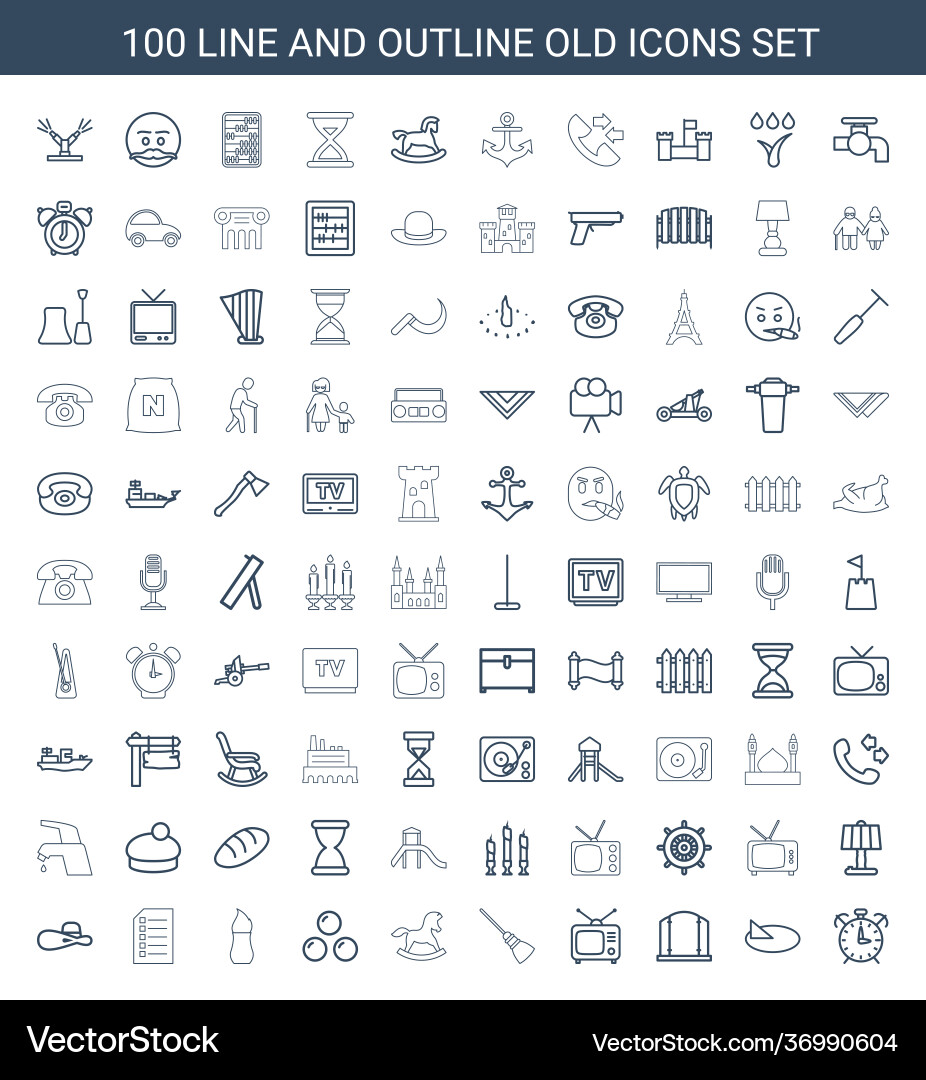 100 alte Icons Lizenzfreies Vektorbild - VectorStock