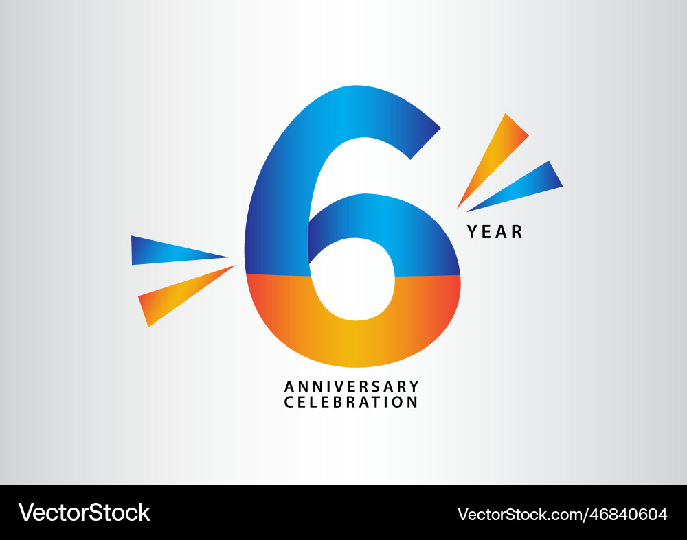 6 year anniversary celebration logotype number Vector Image