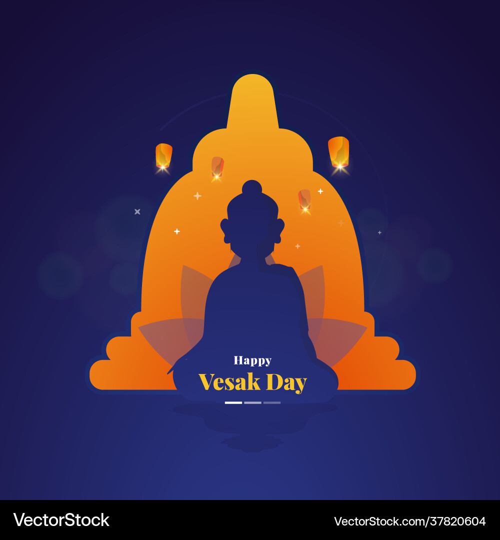 Buddha character silhouettes for vesak day Vector Image