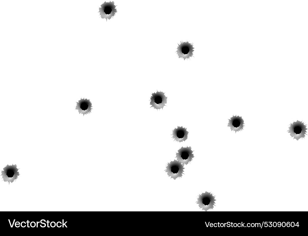 Bullet holes mockup white surface realistic Vector Image