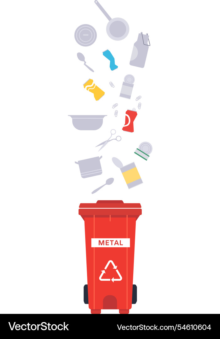Different metal objects including cans pans Vector Image