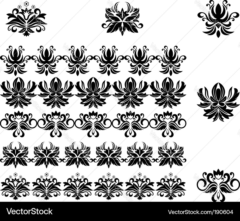 Flower patterns and borders Royalty Free Vector Image