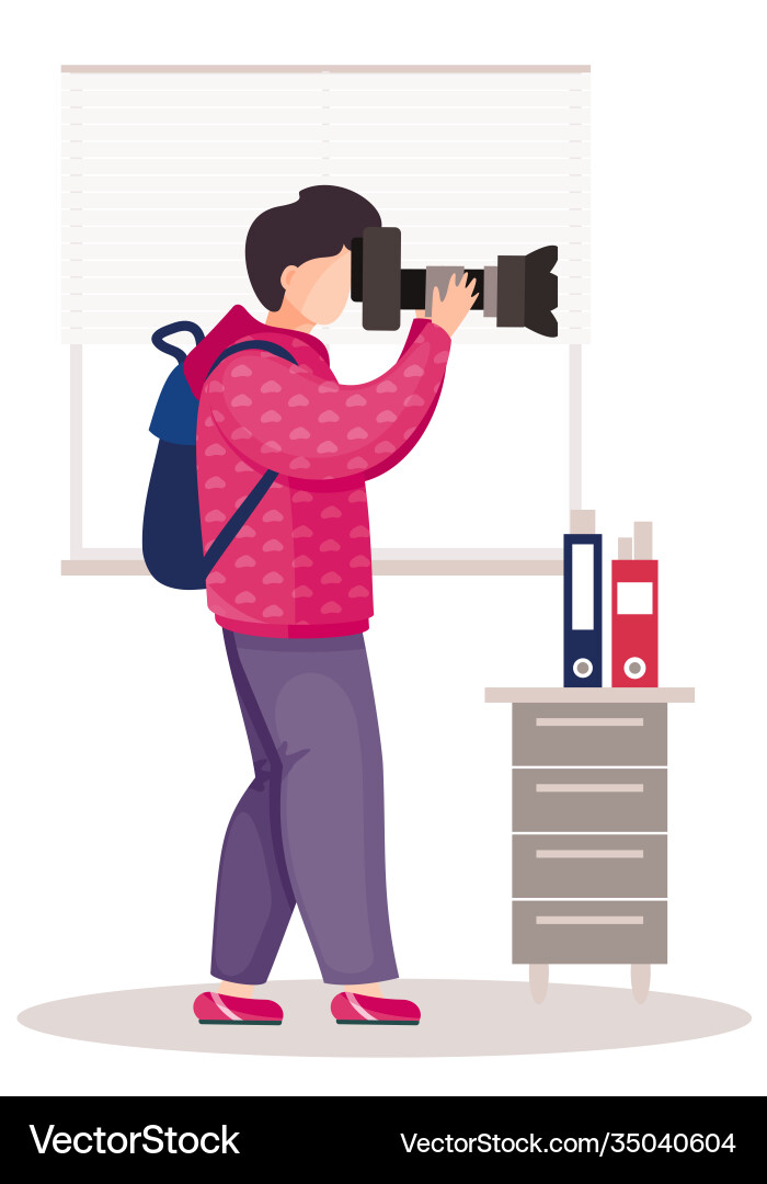 Guy with backpack standing camera Royalty Free Vector Image