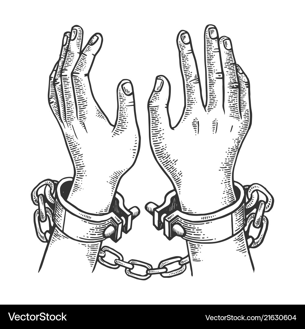 Hands in Metal Shackles Royalty Free Vector Image