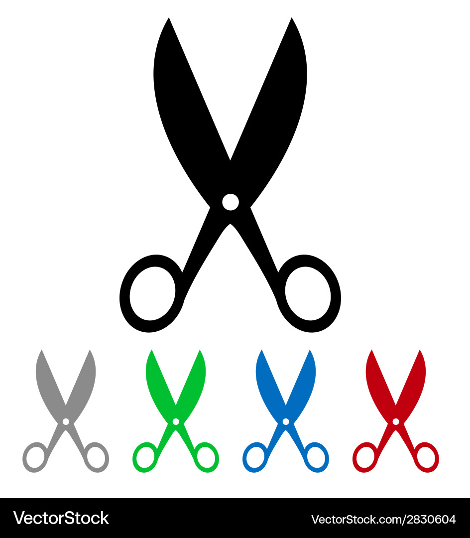 Isolated colorful big and small scissors Vector Image