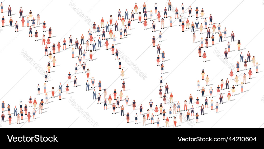 Large group of people silhouette crowded together Vector Image