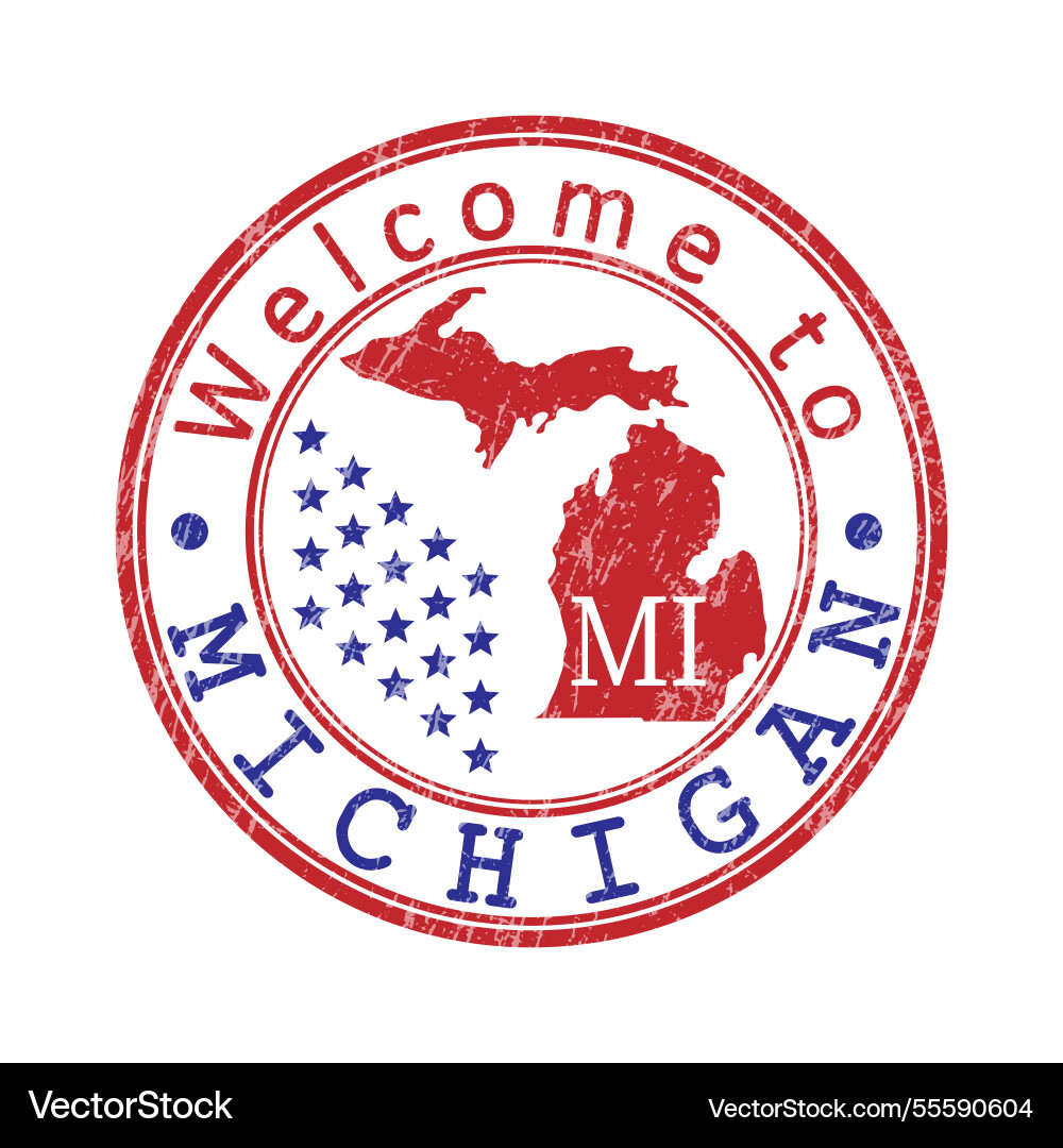 Michigan State Stamp - Vintage Style Royalty Free Vector