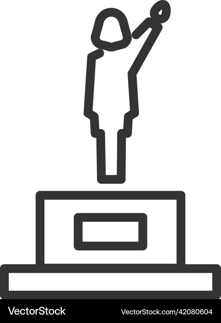 Monument line icon human figure stone statue Vector Image