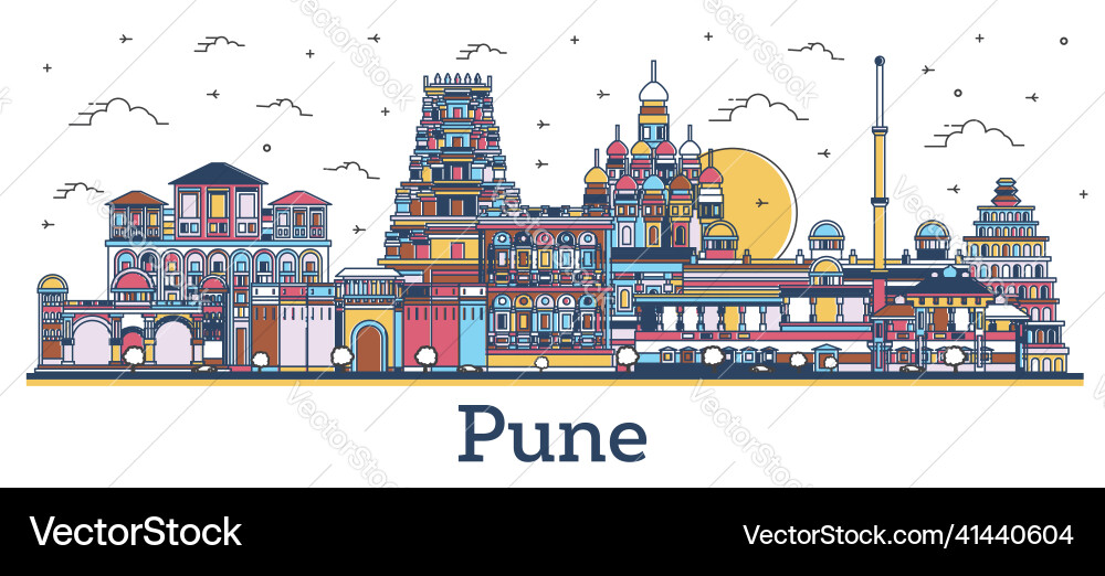 Pune City Skyline - India Royalty Free Vector Image