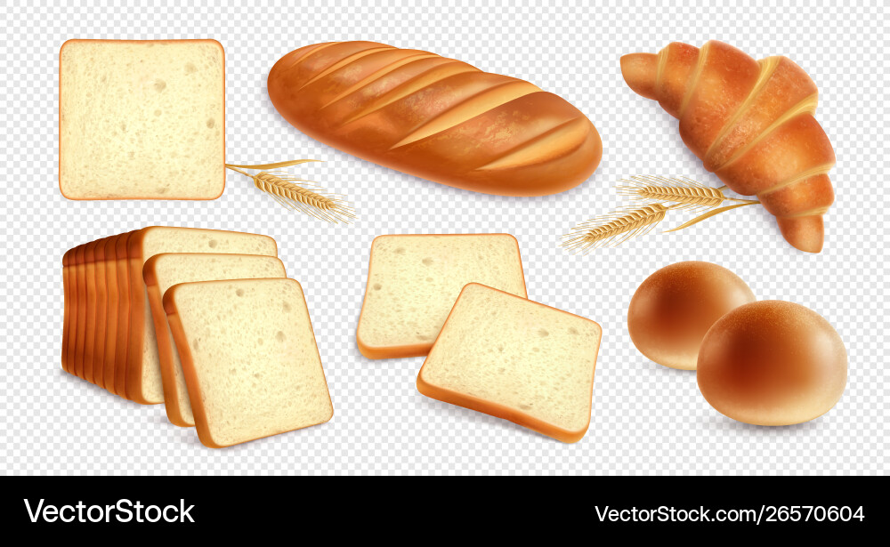 Realistisches Brot transparentes Set Lizenzfreier Vektor