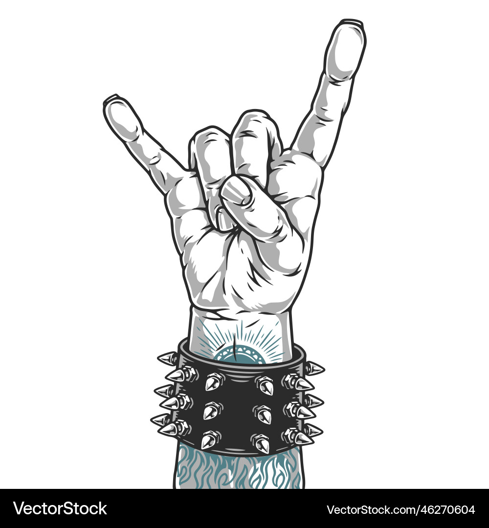 Rock fan gesture monochrome sticker Royalty Free Vector