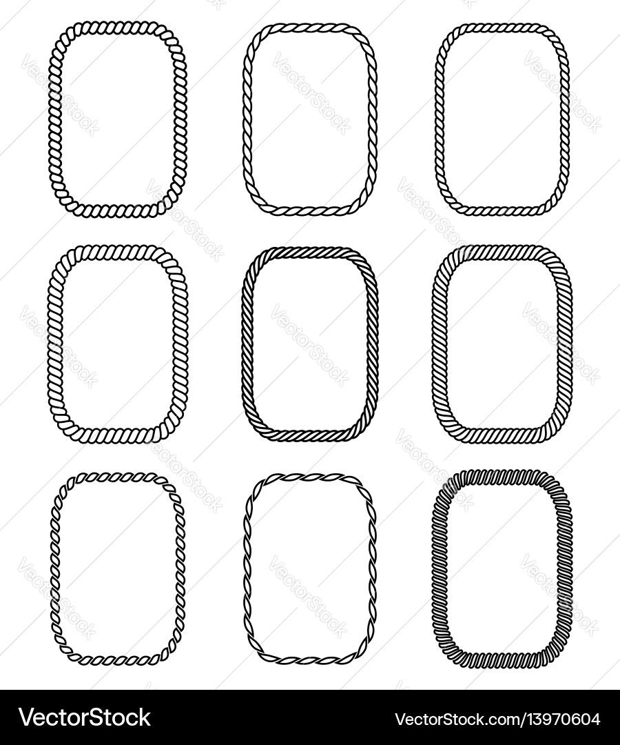 Rope set of rectangular frames collection Vector Image