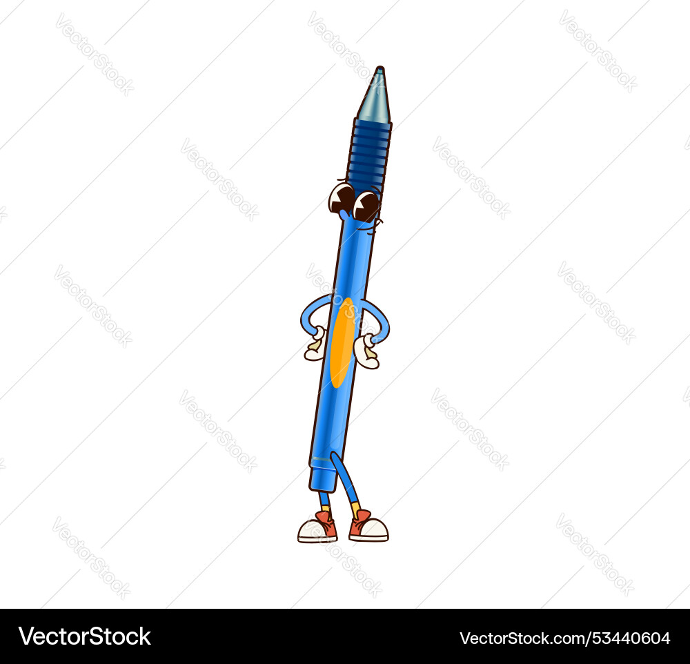 School education pen groovy cartoon character Vector Image