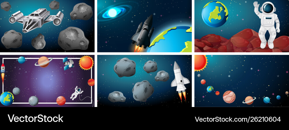 Set od space scene Royalty Free Vector Image - VectorStock