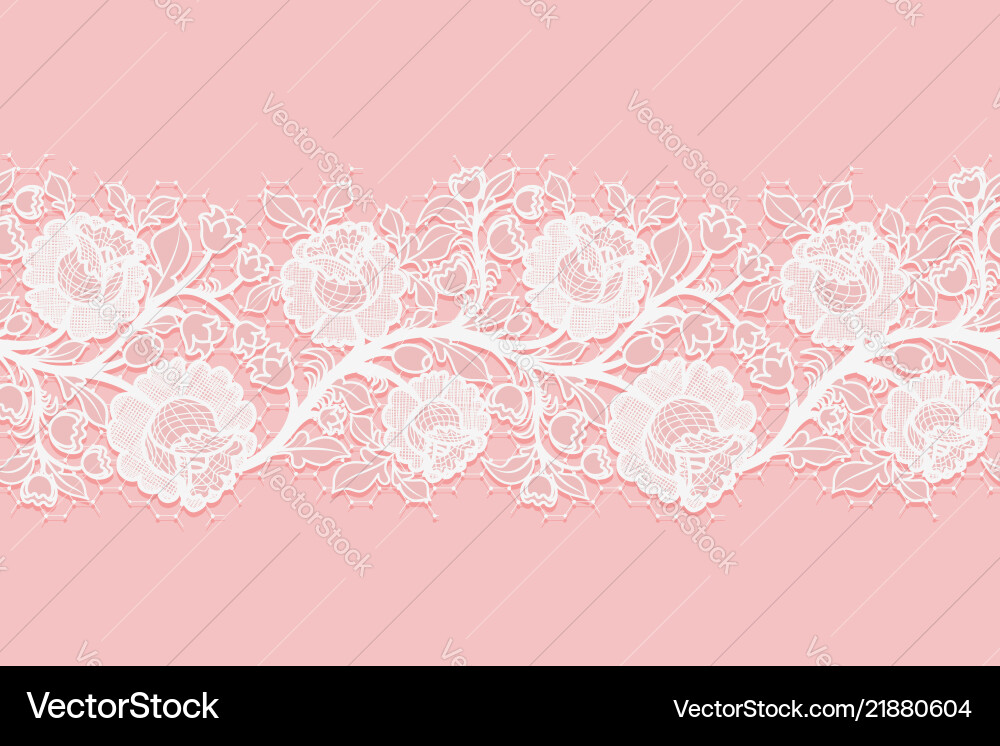 White Lace Roses Seamless Border Royalty Free Vector Image