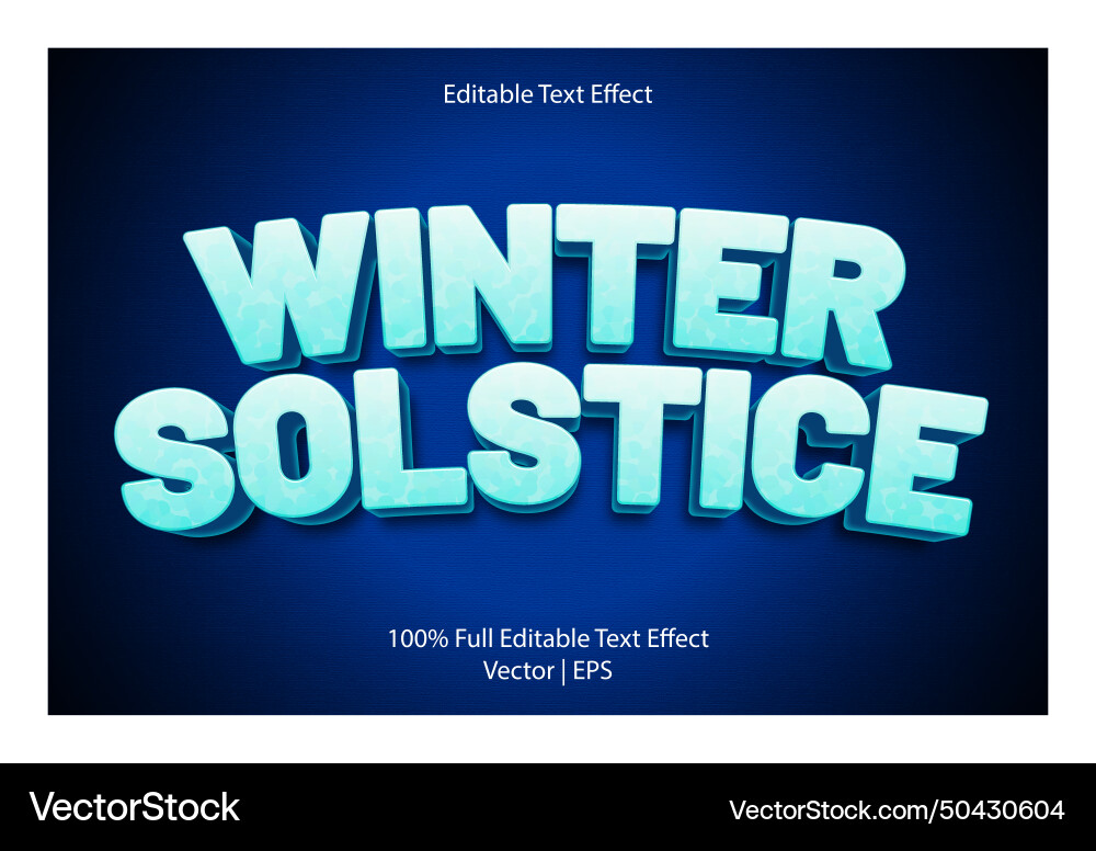 Winter solstice editable text effect embossed Vector Image