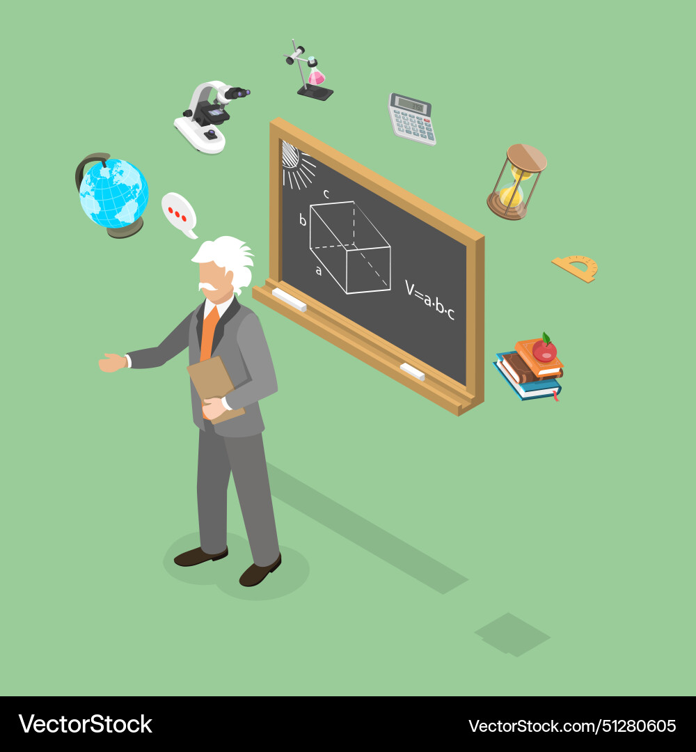 3d isometric flat of school Royalty Free Vector Image