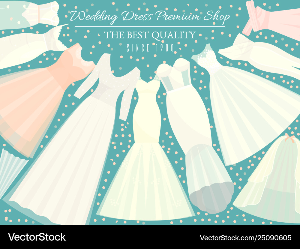 Different styles wedding dresses banner Royalty Free Vector