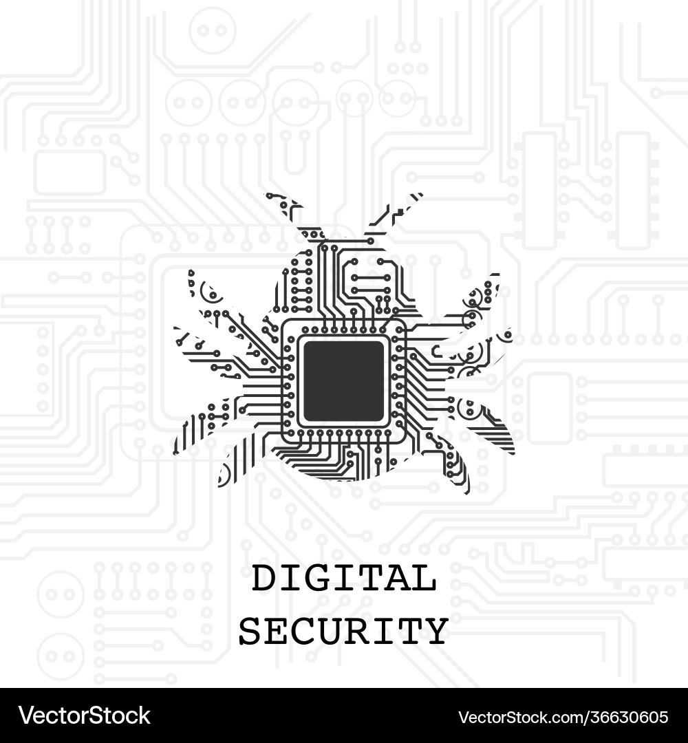 Digital bug security wallpaper Royalty Free Vector Image