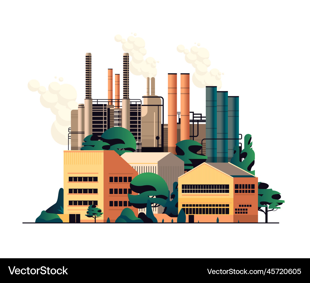 Energy generation plant with chimneys electricity Vector Image
