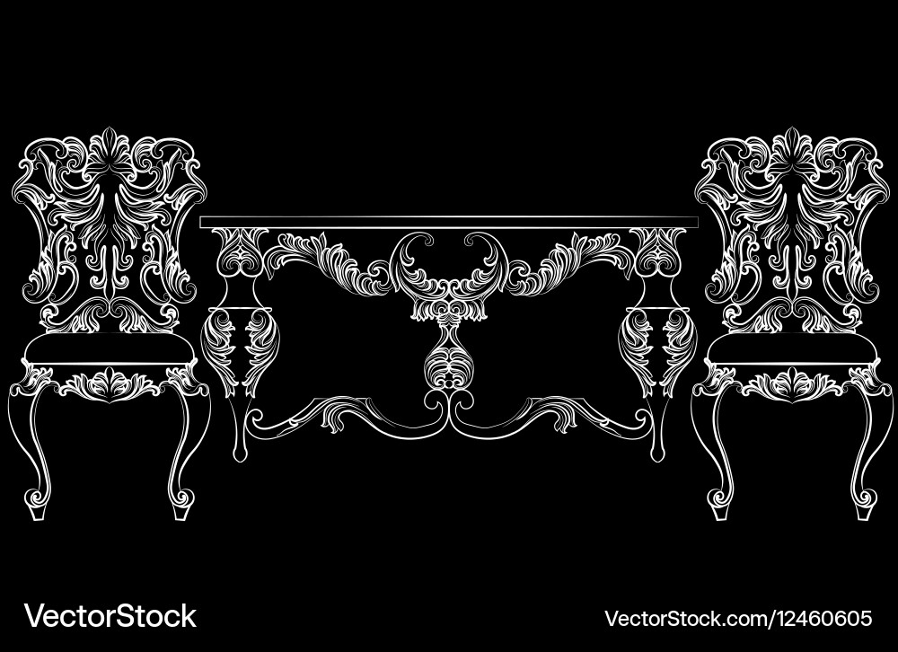 Fabulous rich baroque rococo chair and table set Vector Image