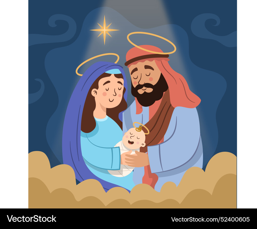 Hand drawn nativity scene Royalty Free Vector Image