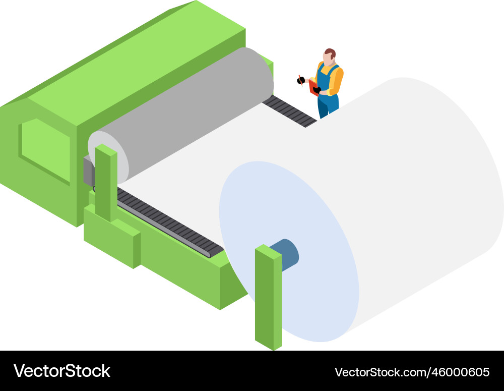 Paper production line composition Royalty Free Vector Image