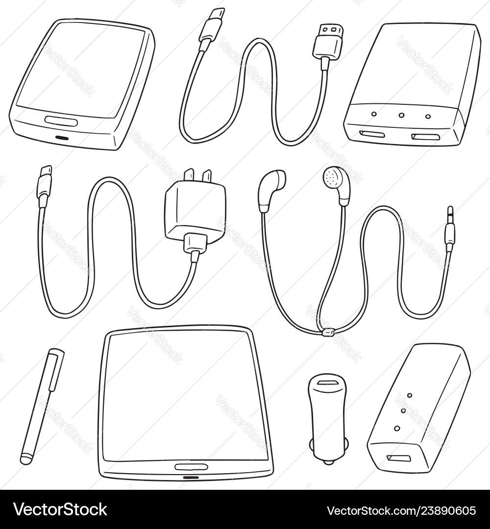 Set of mobile device accessories Royalty Free Vector Image