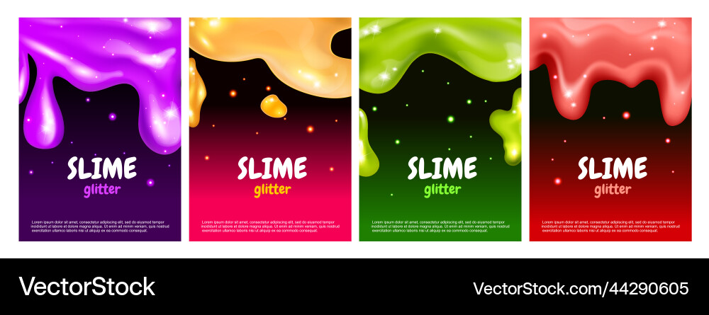 Slime glitter poster set Royalty Free Vector Image