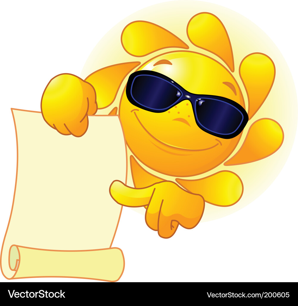 Sun shows a scroll Royalty Free Vector Image - VectorStock