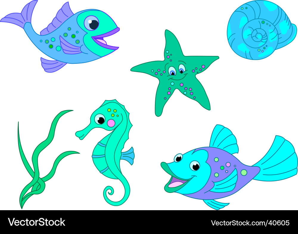 Under The Sea Characters Ocean Characters Stock Illustrations